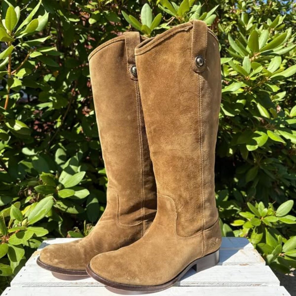 Frye Melissa Suede Button Tall Boots - Size 7 - Gem